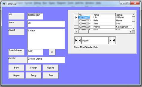Lilis Suryani Cara Membuat Form Staf Pada Visual Basic 6 0