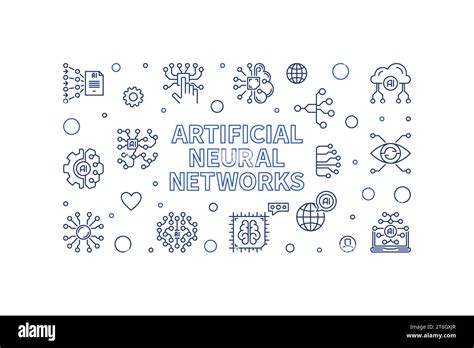 artificial neural networks concept thin line horizontal minimal banner