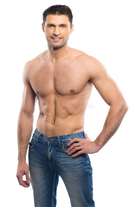 Mann Mit Dem Nackten Torso Stockfoto Bild Von Stattlich