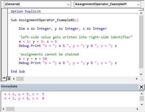 Assignment Operator In Vba Master Office Vba