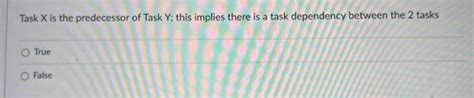 Solved Task X Is The Predecessor Of Task Y This Implies Chegg Com