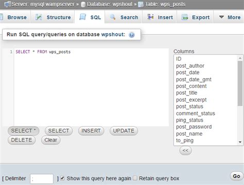 Mysql Basics Writing Custom Select Statements In Phpmyadmin • Wpshout