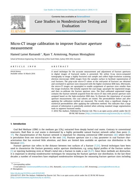 Pdf Micro Ct Image Calibration To Improve Fracture Aperture Measurement