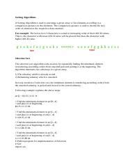 Sorting Docx Sorting Algorithms A Sorting Algorithm Is Used To