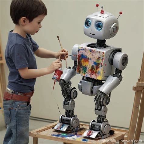 Cute Robot Getting Fixed Stable Diffusion Online