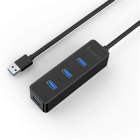 Orico 4 Ports 5 Gbps USB 3 0 Hub In Sleek Modern Design With 30cm USB 3 0 Data Cable Black Orico