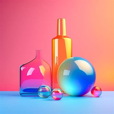 Premium Ai Image Smooth Glass Shapes Floating In A Colorful
