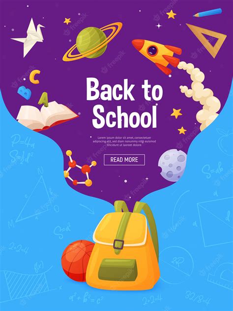 Premium Vector Back To School Poster Template Design Cartoon And