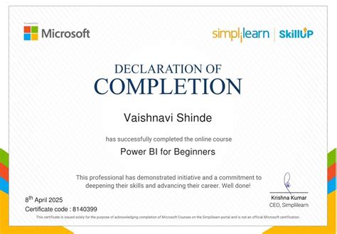 Skillup Simplilearn Upskilling Data Certification Vaishnavi Shinde