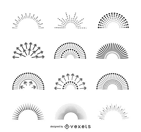 Set Of Isolated Sunburst Illustrations Vector Download