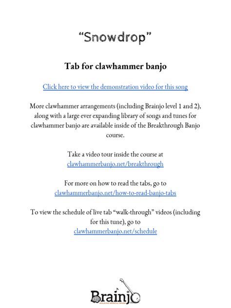 Clawhammer Banjo Tab For Snowdrop Pdf