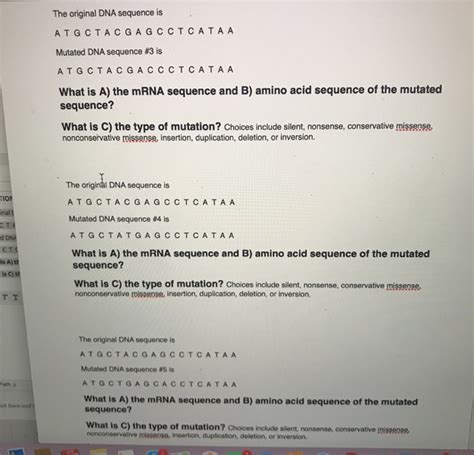Solved The Original Dna Sequence Is Atgctacgagcctcataa Chegg