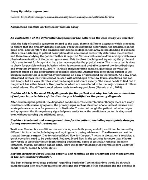 📗 Assignment Example On Testicular Torsion Free Essay Term Paper