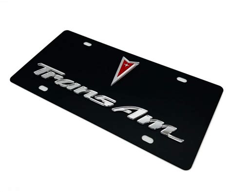 Black Metal License Plate W D Pontiac Firebird Trans Am Script Logo