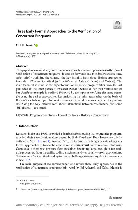 pdf three early formal approaches to the verification of concurrent