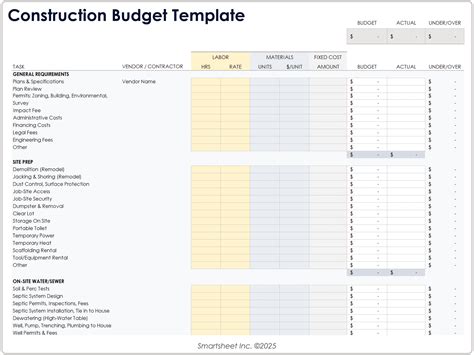 Excel Templates For Construction