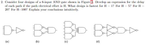Solved 2 Consider Four Designs Of A 6 Input AND Gate Shown Chegg Com