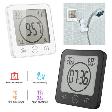 LCD Screen Waterproof Digital Bathroom Wall Clock Grandado