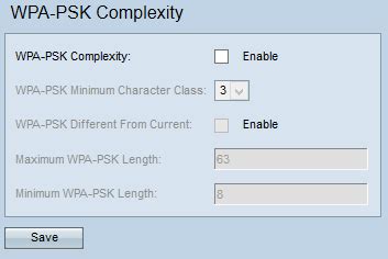 WiFi Protected Access Pre Shared Key WPA PSK Complexity Configuration On WAP551 And WAP561
