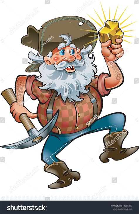 Cartoon Prospector Gold Nugget Pickaxe Stock Vector Royalty Free