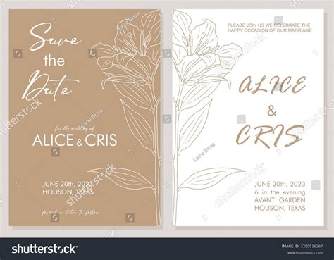 Elegant Wedding Invitation Save Date Template Stock Vector Royalty
