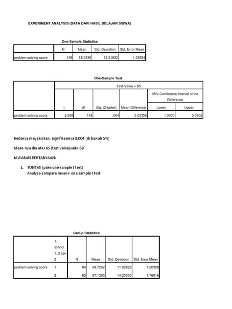 Experiment Analysis Data Dari Hasil Belajar Siswa Pdf Inductive