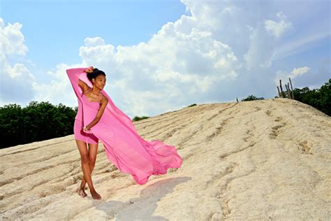Seorang Gadis Afrika Amerika Yang Cantik Dengan Gimbal Berdiri Di Atas