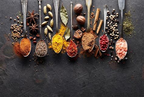 Premium Photo Spices On A Graphite Board