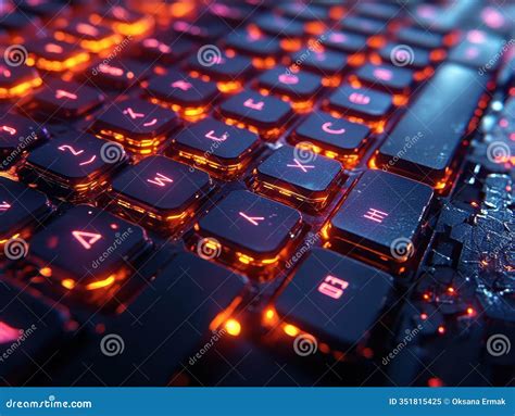 Keyboard Keys Macro Shot Textured Plastic Abstract Letters And Symbols Backlighting Stock