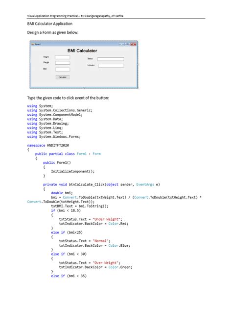 Bmi Calculator Application Pdf