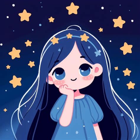Premium Photo Vector Girl Under Shining Stars