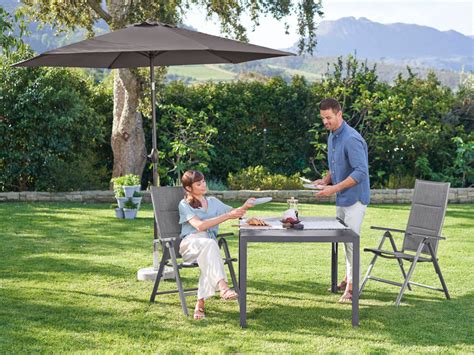 Table de jardin en aluminium anthracite plateau révers