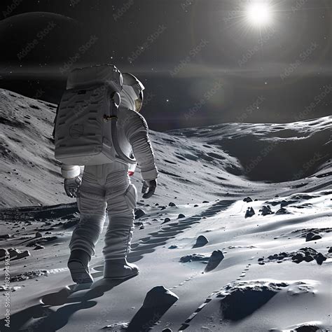 Lunar Exploration Images An Astronaut Walking On The Lunar Surface Capture A Moment Of Human