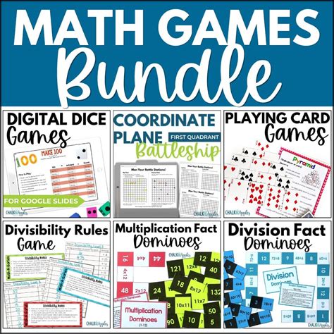 No Prep Math Games Bundle Card Games Dice Games And More For Grades 3 6 Chalk And Apples