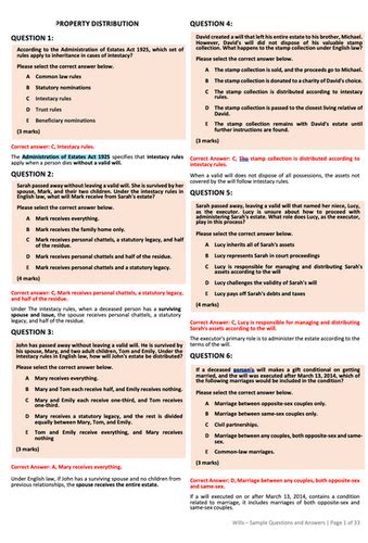 Lpc Wills And Administration Of Estates Sample Questions And Answers