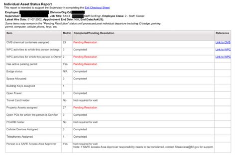 New Individual Asset Status Report Available Elements For Berkeley Lab