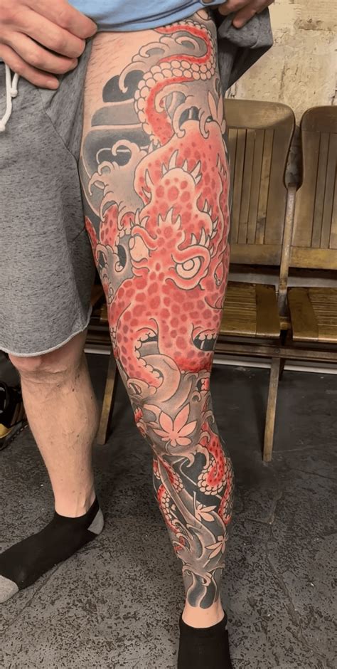 Japanese Octopus Sleeve Tattoo