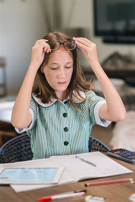 High Babe Babe Doing Homework By Stocksy Contributor Gillian Vann Stocksy