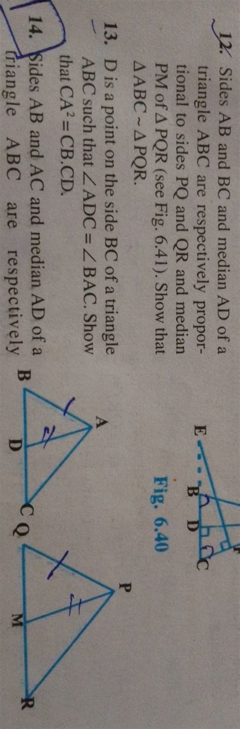 12 Sides Ab And Bc And Median Ad Of A Triangle Abc Are Respectively Prop