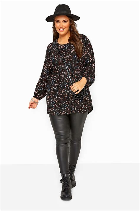 Black Floral High Low Peplum Top Yours Clothing