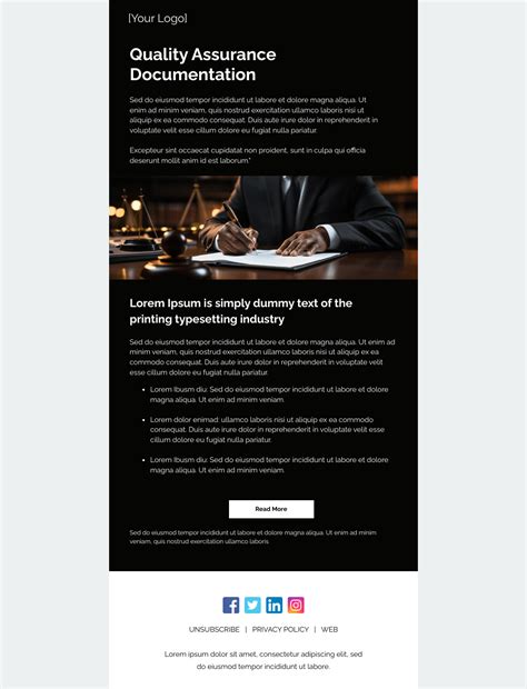 Quality Assurance Documentation Email Template Unlayer
