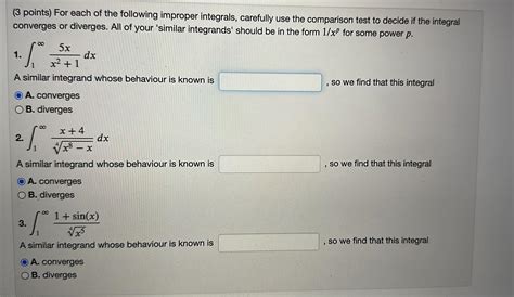 Solved Points For Each Of The Following Improper Chegg