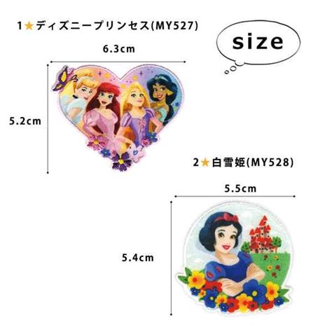 Disney ワッペン 刺繍 ディズニープリンセス キャラクター シンデレラ アリエル ラプンツェル ジャスミン アイロン接着 手芸
