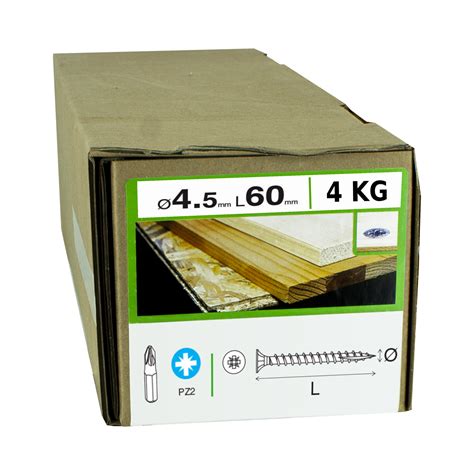 STANDERS Lot de kg de vis acier tête fraisée Diam mm x L mm V Pozidriv Vis