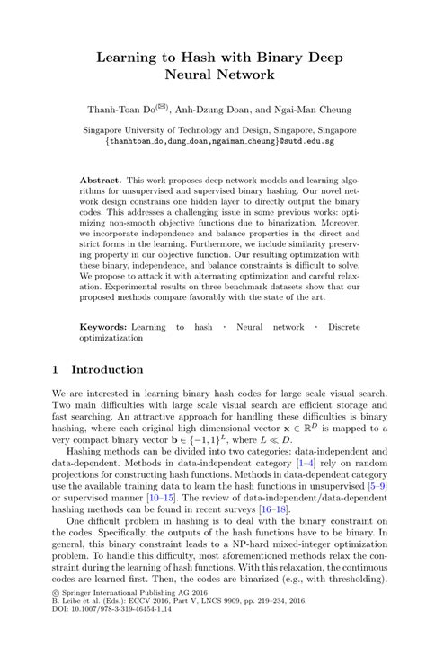 Pdf Binary Hashing With Semidefinite Relaxation And Augmented Lagrangian