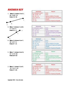 Geometry Super Simple Segment Addition Postulate Proofs W Key TPT Geometry Super Simple Segment Addition Postulate Proofs W Key TPT
