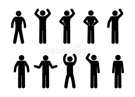 Stickman Isolated Pictograms Masked Man Stick Figure Set Of