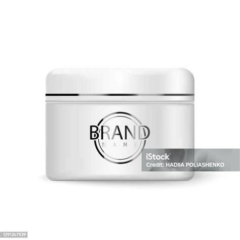 흰색 배경에 고립 된 화장품 크림 항아리 디자인에 대한 준비 모의 템플릿 사실적인 패키징 모형 템플릿 대뇌 일러스트레이션 3차원 형태에 대한 스톡 벡터 아트 및 기타 이미지