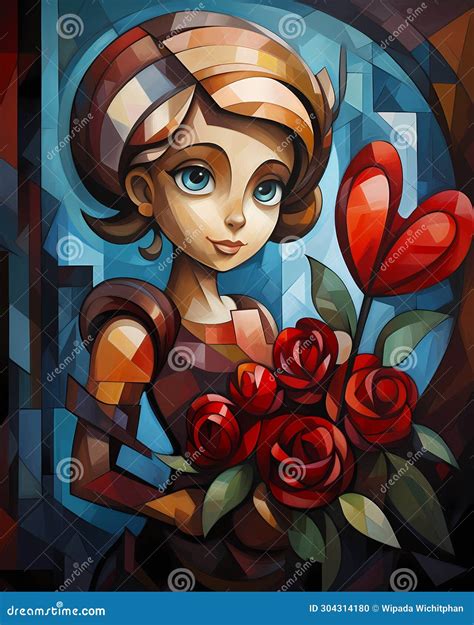 Cupid With Roses Drawing Illustration For Valentine Day Background