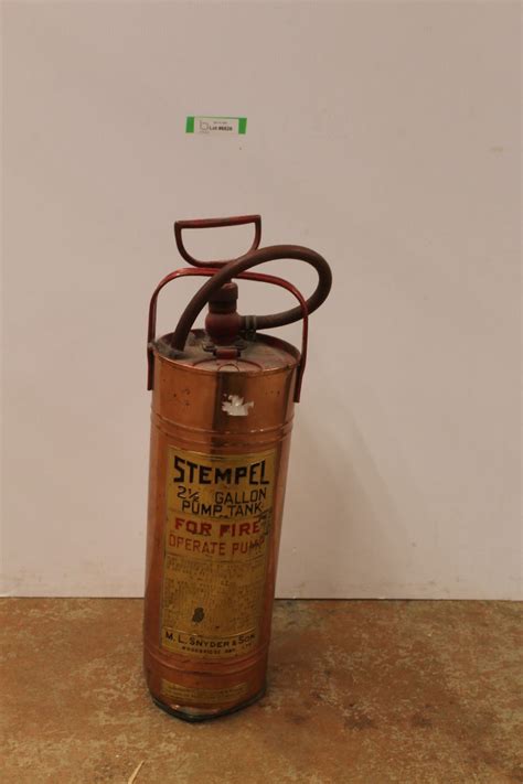 Stempel Antique Brass Fire Extinguisher Bodnarus Auctioneering
